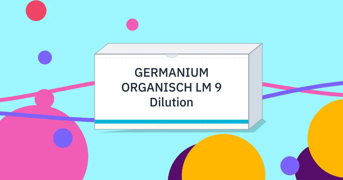 Symbolbild: Packung mit der Aufschrift GERMANIUM ORGANISCH LM 9 Dilution (PZN 16363696) – Verfügbarkeit und Bezug in Apotheken in Frankfurt am Main