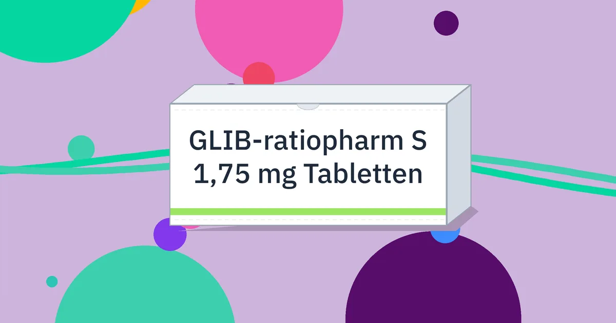 Symbolbild: Packung mit der Aufschrift GLIB-ratiopharm S 1,75 mg Tabletten (PZN 06714798) – Verfügbarkeit und Bezug in Apotheken in Frankfurt am Main