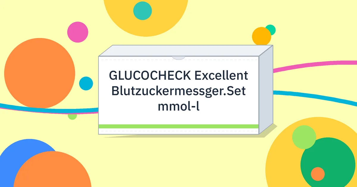 Symbolbild: Packung mit der Aufschrift GLUCOCHECK Excellent Blutzuckermessger.Set mmol-l (PZN 13873971) – Verfügbarkeit und Bezug in Apotheken in Frankfurt am Main