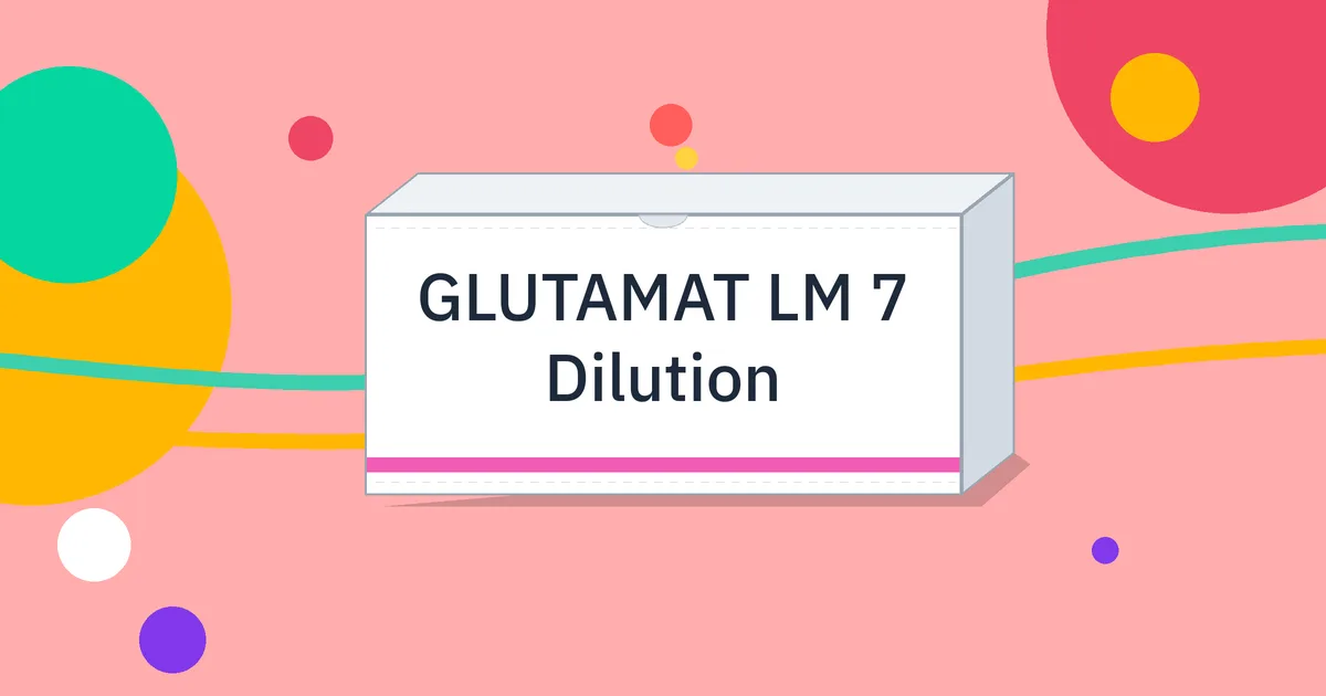 Symbolbild: Packung mit der Aufschrift GLUTAMAT LM 7 Dilution (PZN 12879345) – Verfügbarkeit und Bezug in Apotheken in Frankfurt am Main