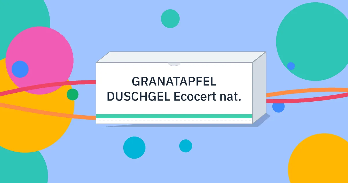 Symbolbild: Packung mit der Aufschrift GRANATAPFEL DUSCHGEL Ecocert nat. (PZN 17884581) – Verfügbarkeit und Bezug in Apotheken in Frankfurt am Main