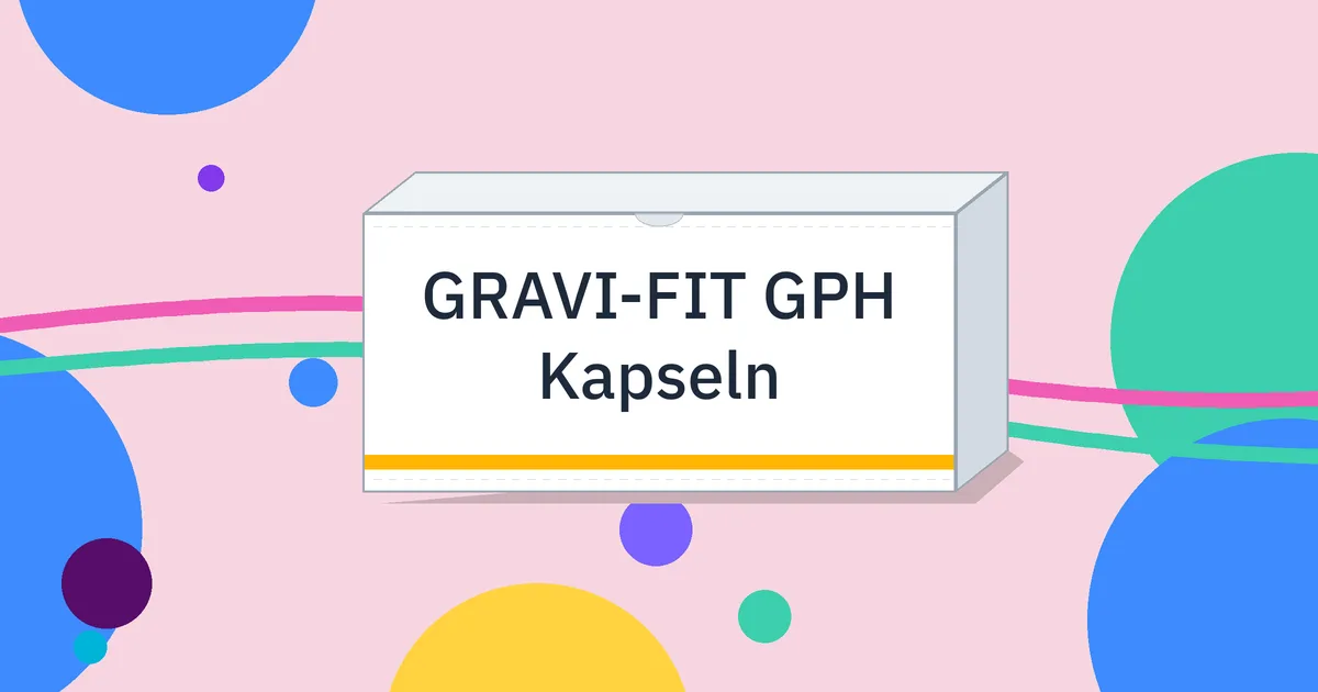 Symbolbild: Packung mit der Aufschrift GRAVI-FIT GPH Kapseln (PZN 20281082) – Verfügbarkeit und Bezug in Apotheken in Frankfurt am Main