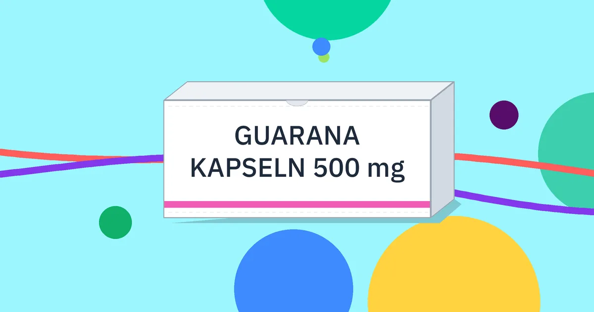Symbolbild: Packung mit der Aufschrift GUARANA KAPSELN 500 mg (PZN 12543467) – Verfügbarkeit und Bezug in Apotheken in Frankfurt am Main