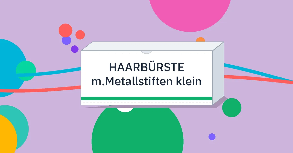 Symbolbild: Packung mit der Aufschrift HAARBÜRSTE m.Metallstiften klein (PZN 17289588) – Verfügbarkeit und Bezug in Apotheken in Frankfurt am Main