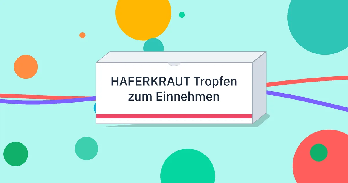 Symbolbild: Packung mit der Aufschrift HAFERKRAUT Tropfen zum Einnehmen (PZN 17427441) – Verfügbarkeit und Bezug in Apotheken in Frankfurt am Main