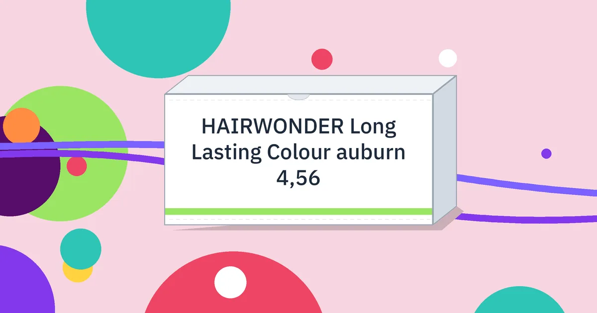 Symbolbild: Packung mit der Aufschrift HAIRWONDER Long Lasting Colour auburn 4,56 (PZN 20630594) – Verfügbarkeit und Bezug in Apotheken in Frankfurt am Main