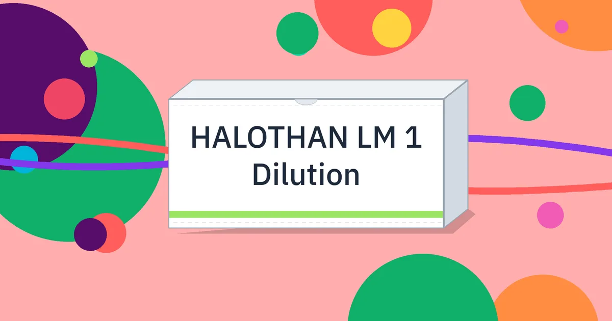 Symbolbild: Packung mit der Aufschrift HALOTHAN LM 1 Dilution (PZN 12883849) – Verfügbarkeit und Bezug in Apotheken in Frankfurt am Main