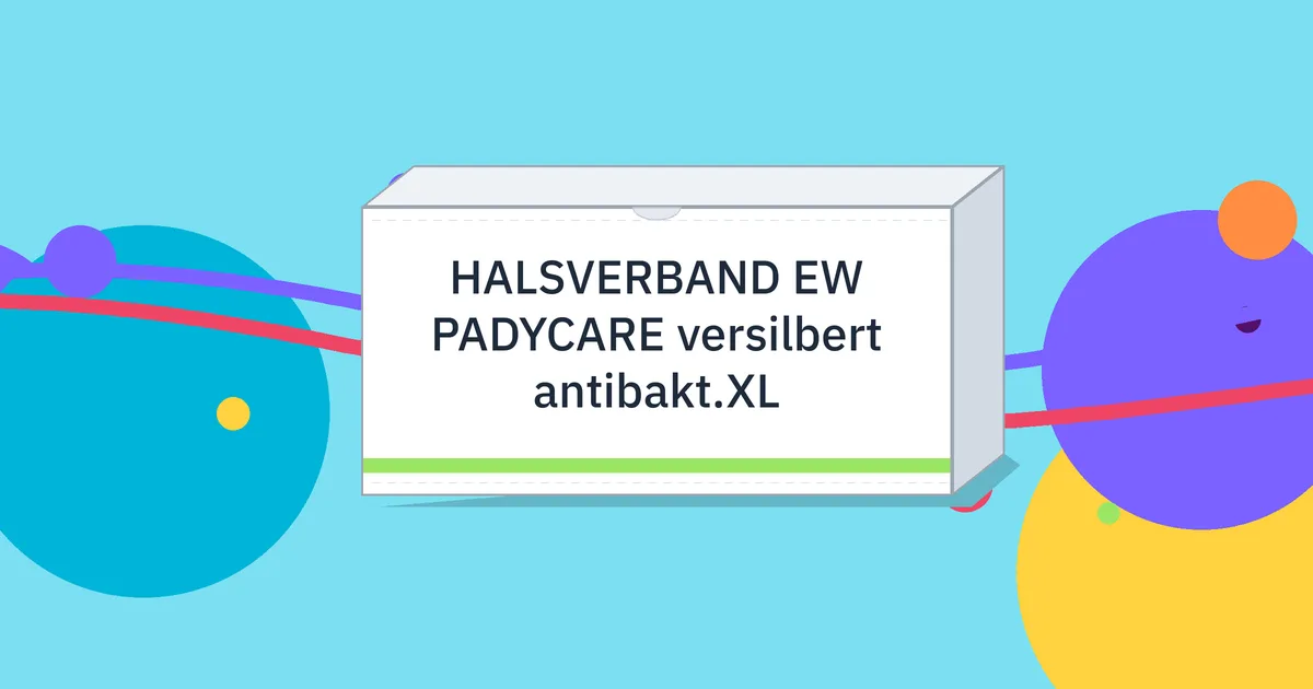 Symbolbild: Packung mit der Aufschrift HALSVERBAND EW PADYCARE versilbert antibakt.XL (PZN 10940052) – Verfügbarkeit und Bezug in Apotheken in Frankfurt am Main