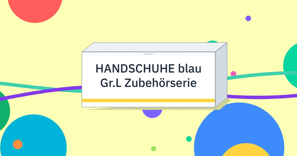 Symbolbild: Packung mit der Aufschrift HANDSCHUHE blau Gr.L Zubehörserie (PZN 18832988) – Verfügbarkeit und Bezug in Apotheken in Frankfurt am Main
