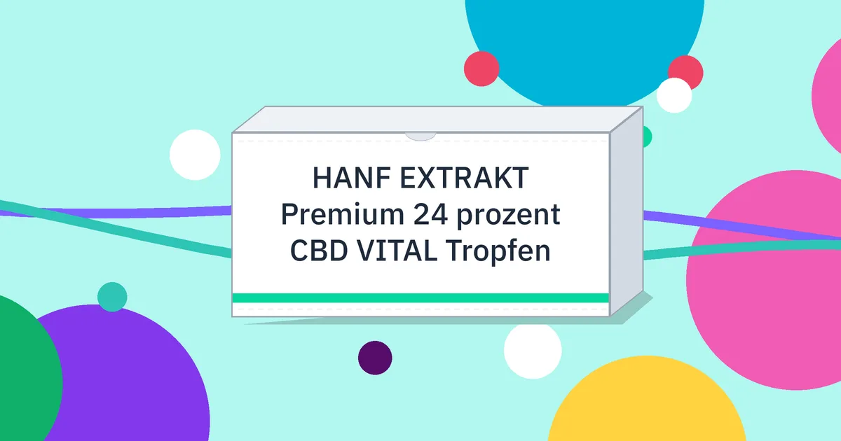 Symbolbild: Packung mit der Aufschrift HANF EXTRAKT Premium 24 prozent CBD VITAL Tropfen (PZN 16675705) – Verfügbarkeit und Bezug in Apotheken in Frankfurt am Main