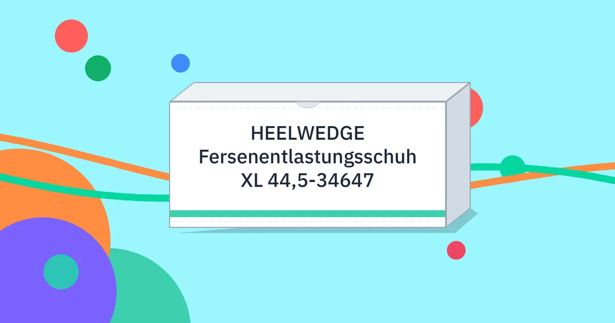 Symbolbild: Packung mit der Aufschrift HEELWEDGE Fersenentlastungsschuh XL 44,5-34647 (PZN 16630105) – Verfügbarkeit und Bezug in Apotheken in Frankfurt am Main