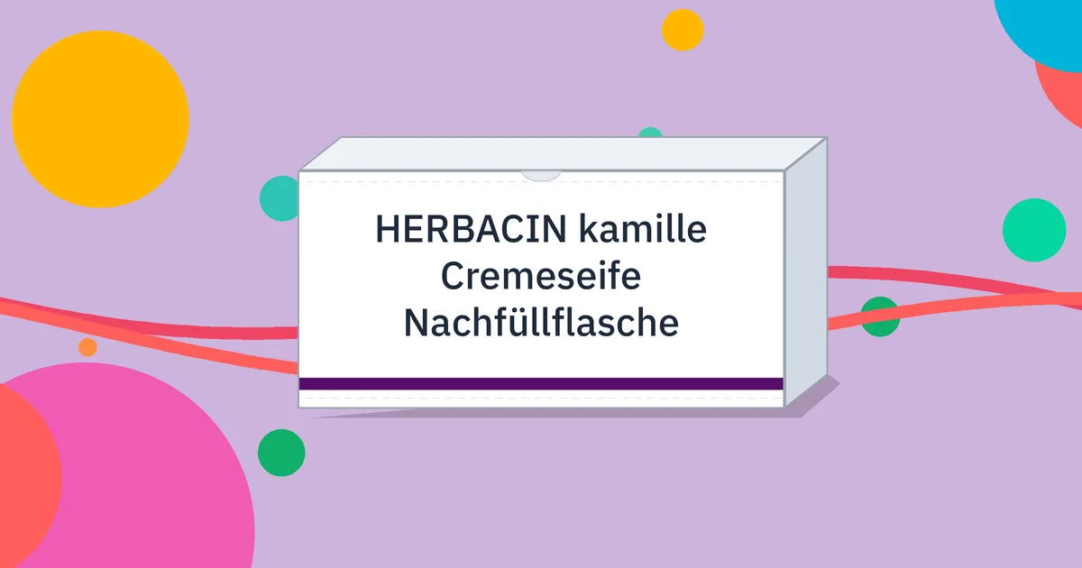 Symbolbild: Packung mit der Aufschrift HERBACIN kamille Cremeseife Nachfüllflasche (PZN 10345131) – Verfügbarkeit und Bezug in Apotheken in Frankfurt am Main
