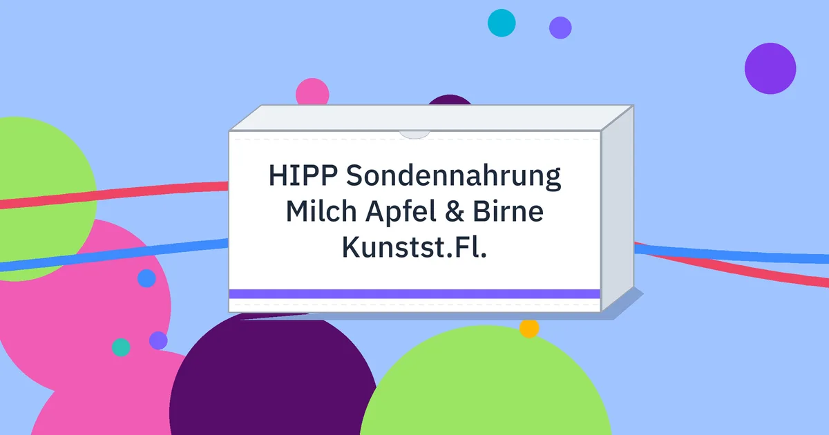 Symbolbild: Packung mit der Aufschrift HIPP Sondennahrung Milch Apfel & Birne Kunstst.Fl. (PZN 12896562) – Verfügbarkeit und Bezug in Apotheken in Frankfurt am Main