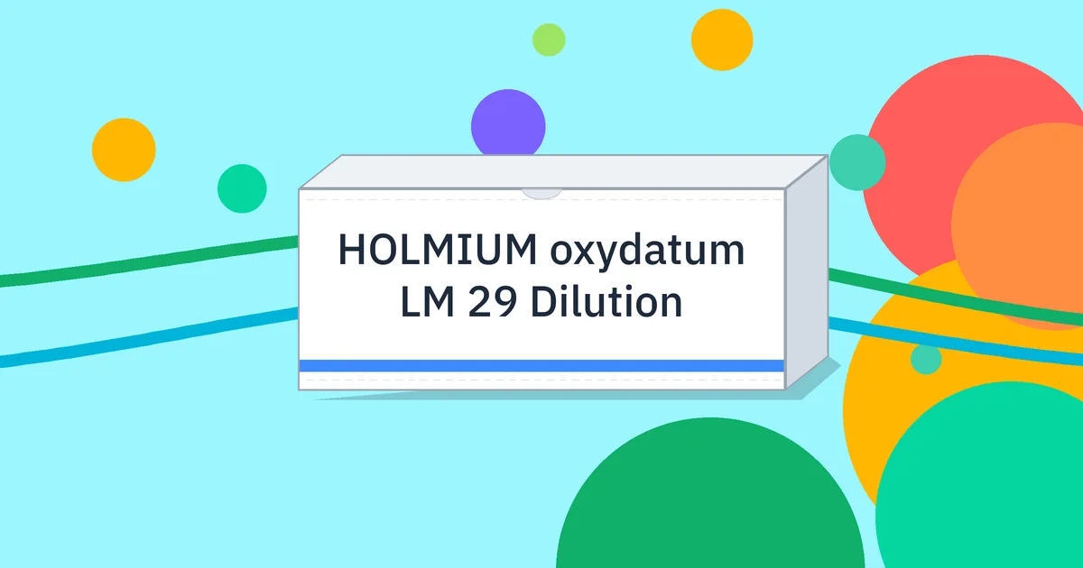 Symbolbild: Packung mit der Aufschrift HOLMIUM oxydatum LM 29 Dilution (PZN 13555107) – Verfügbarkeit und Bezug in Apotheken in Frankfurt am Main