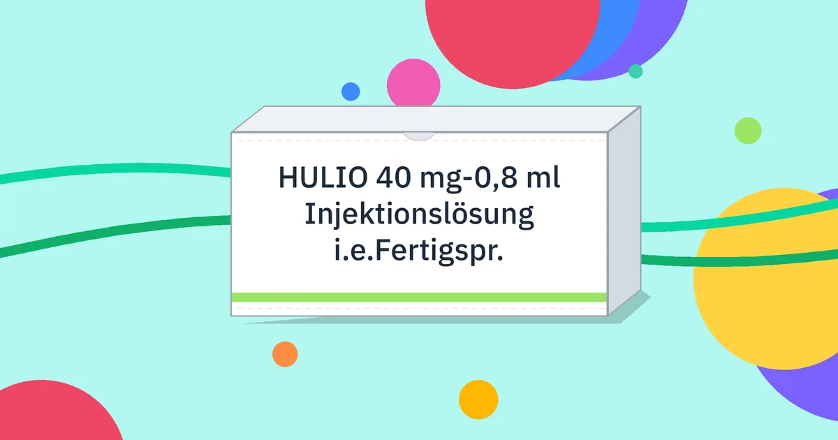 Symbolbild: Packung mit der Aufschrift HULIO 40 mg-0,8 ml Injektionslösung i.e.Fertigspr. (PZN 16013973) – Verfügbarkeit und Bezug in Apotheken in Frankfurt am Main