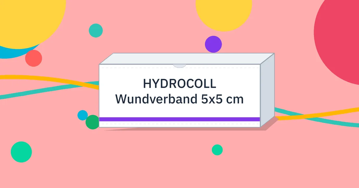 Symbolbild: Packung mit der Aufschrift HYDROCOLL Wundverband 5x5 cm (PZN 09680628) – Verfügbarkeit und Bezug in Apotheken in Frankfurt am Main