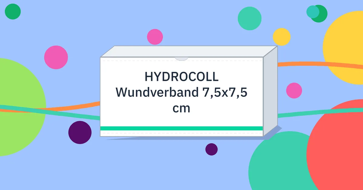 Symbolbild: Packung mit der Aufschrift HYDROCOLL Wundverband 7,5x7,5 cm (PZN 14374359) – Verfügbarkeit und Bezug in Apotheken in Frankfurt am Main