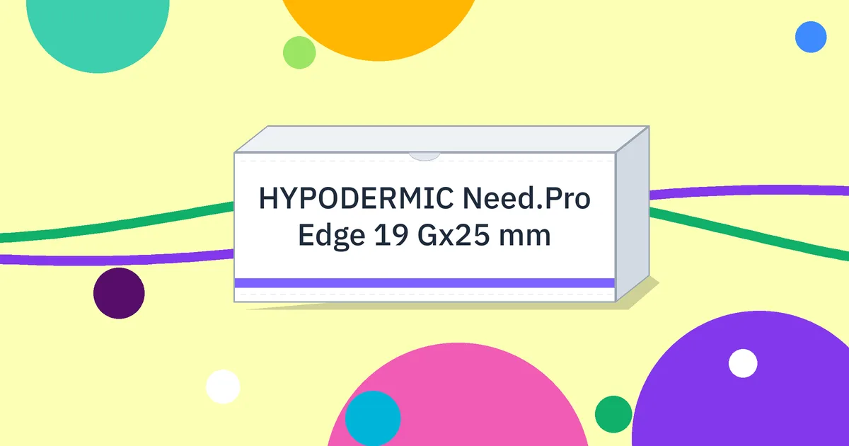 Symbolbild: Packung mit der Aufschrift HYPODERMIC Need.Pro Edge 19 Gx25 mm (PZN 09215558) – Verfügbarkeit und Bezug in Apotheken in Frankfurt am Main