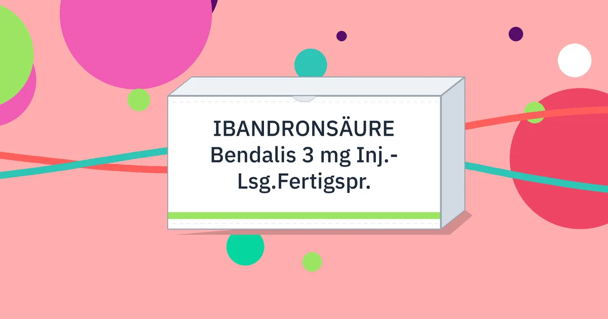 Symbolbild: Packung mit der Aufschrift IBANDRONSÄURE Bendalis 3 mg Inj.-Lsg.Fertigspr. (PZN 19484325) – Verfügbarkeit und Bezug in Apotheken in Frankfurt am Main