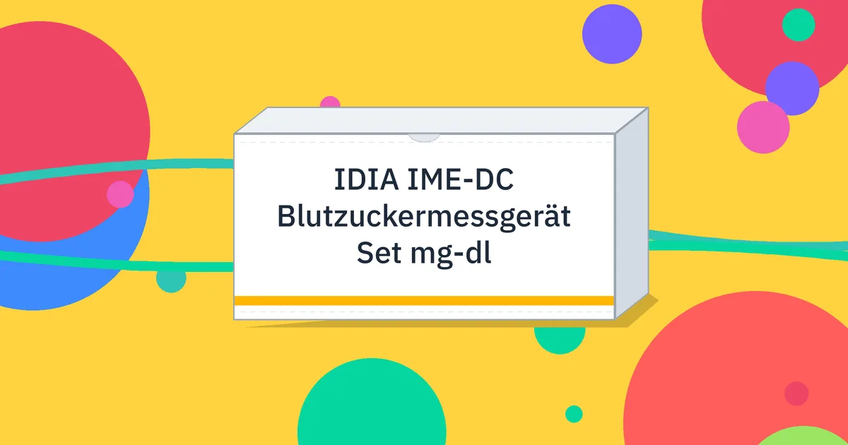 Symbolbild: Packung mit der Aufschrift IDIA IME-DC Blutzuckermessgerät Set mg-dl (PZN 06426473) – Verfügbarkeit und Bezug in Apotheken in Frankfurt am Main