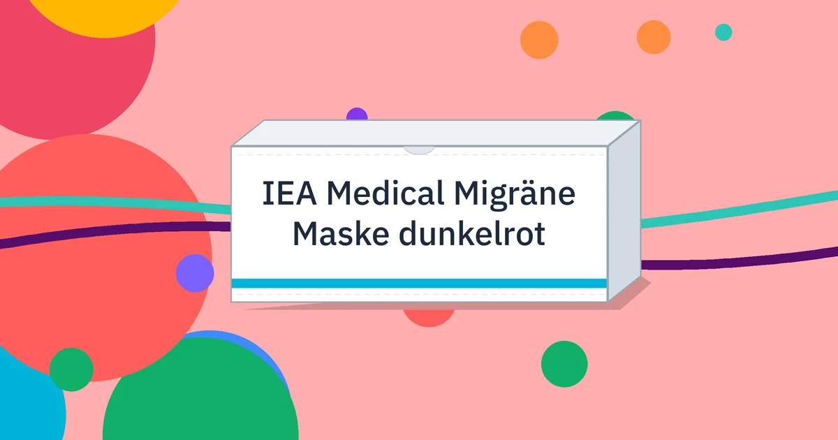 Symbolbild: Packung mit der Aufschrift IEA Medical Migräne Maske dunkelrot (PZN 20636065) – Verfügbarkeit und Bezug in Apotheken in Frankfurt am Main