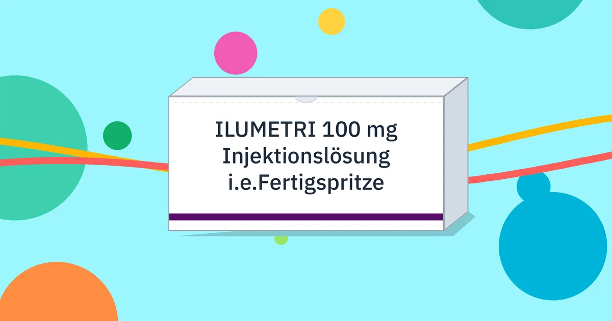 Symbolbild: Packung mit der Aufschrift ILUMETRI 100 mg Injektionslösung i.e.Fertigspritze (PZN 17295637) – Verfügbarkeit und Bezug in Apotheken in Frankfurt am Main