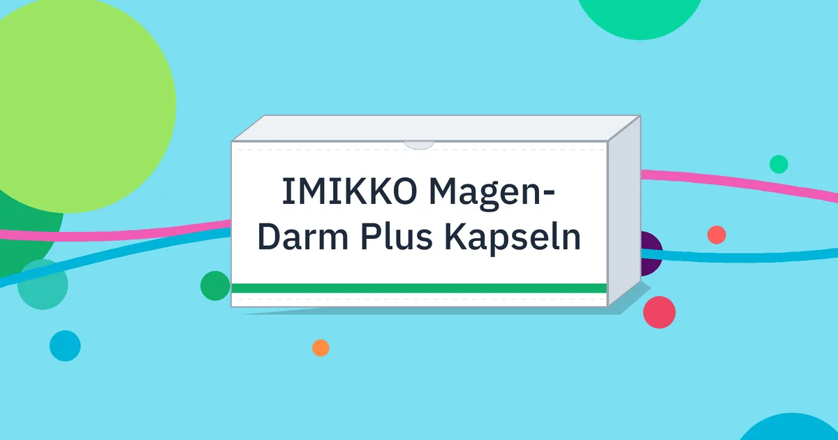 Symbolbild: Packung mit der Aufschrift IMIKKO Magen-Darm Plus Kapseln (PZN 20054067) – Verfügbarkeit und Bezug in Apotheken in Frankfurt am Main