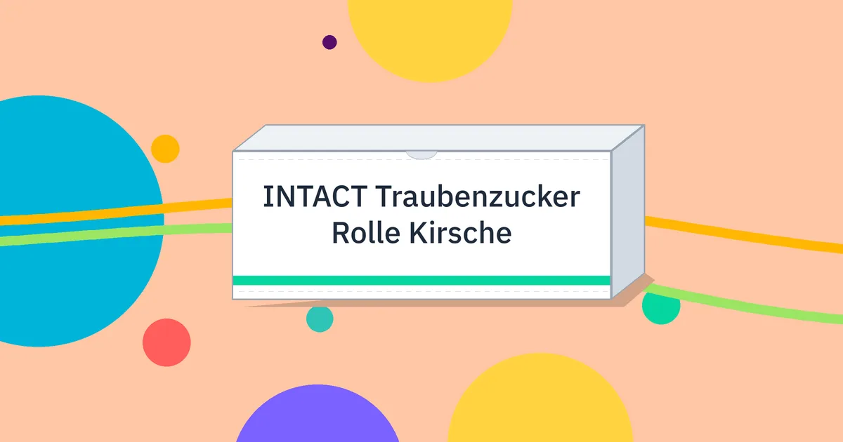 Symbolbild: Packung mit der Aufschrift INTACT Traubenzucker Rolle Kirsche (PZN 02513442) – Verfügbarkeit und Bezug in Apotheken in Frankfurt am Main