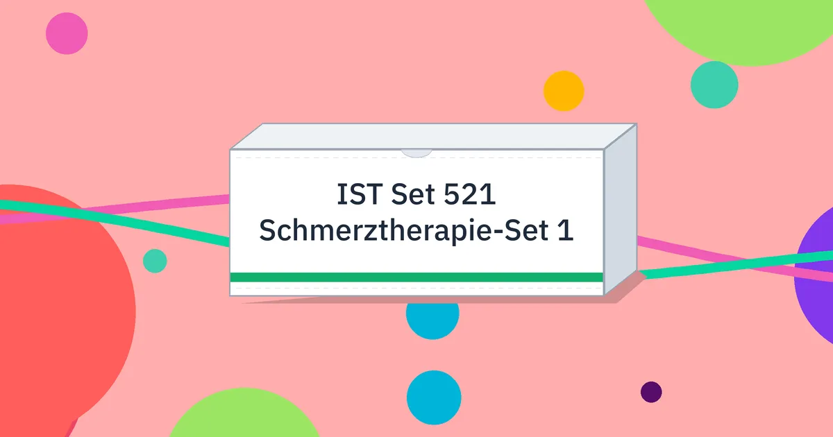 Symbolbild: Packung mit der Aufschrift IST Set 521 Schmerztherapie-Set 1 (PZN 18130298) – Verfügbarkeit und Bezug in Apotheken in Frankfurt am Main