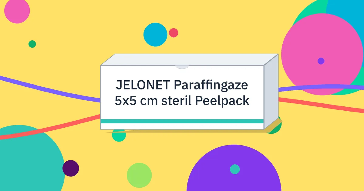 Symbolbild: Packung mit der Aufschrift JELONET Paraffingaze 5x5 cm steril Peelpack (PZN 19701478) – Verfügbarkeit und Bezug in Apotheken in Frankfurt am Main
