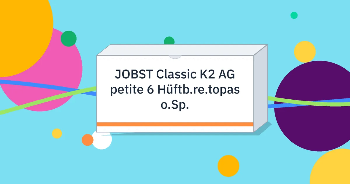 Symbolbild: Packung mit der Aufschrift JOBST Classic K2 AG petite 6 Hüftb.re.topas o.Sp. (PZN 13065923) – Verfügbarkeit und Bezug in Apotheken in Frankfurt am Main