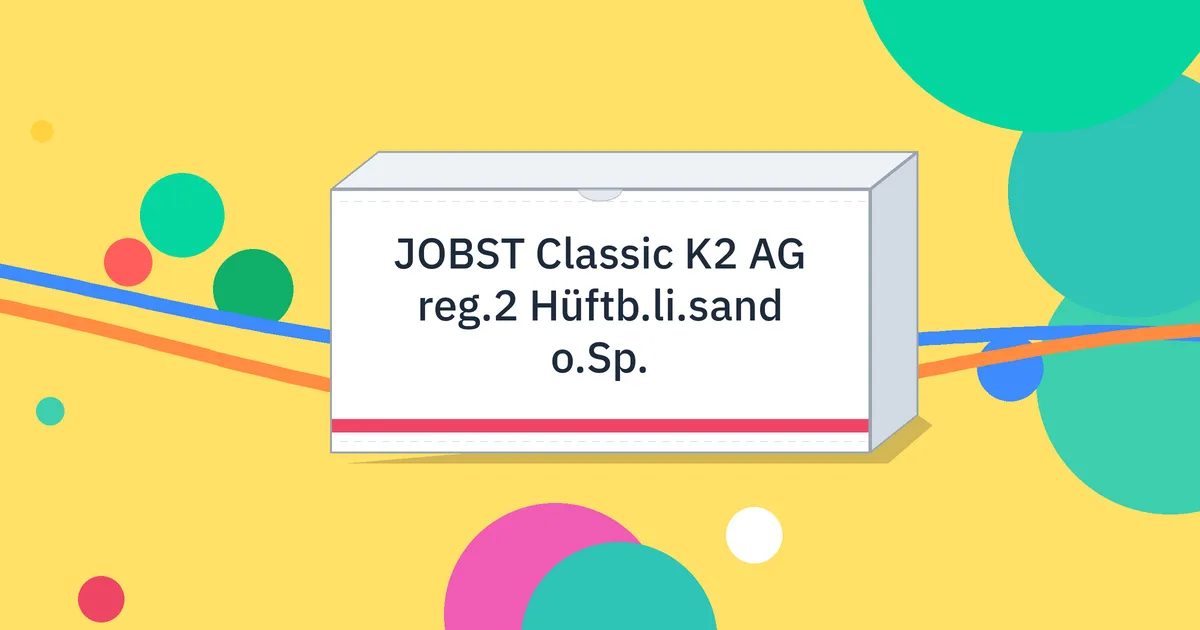 Symbolbild: Packung mit der Aufschrift JOBST Classic K2 AG reg.2 Hüftb.li.sand o.Sp. (PZN 13066176) – Verfügbarkeit und Bezug in Apotheken in Frankfurt am Main