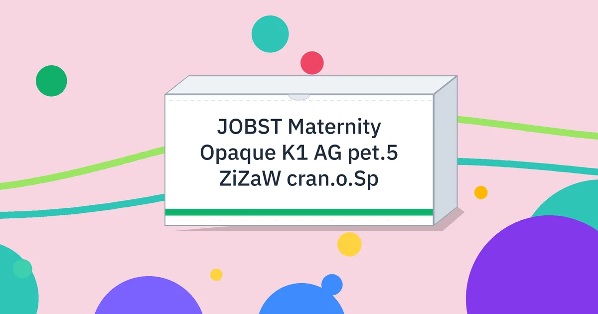 Symbolbild: Packung mit der Aufschrift JOBST Maternity Opaque K1 AG pet.5 ZiZaW cran.o.Sp (PZN 15857396) – Verfügbarkeit und Bezug in Apotheken in Frankfurt am Main
