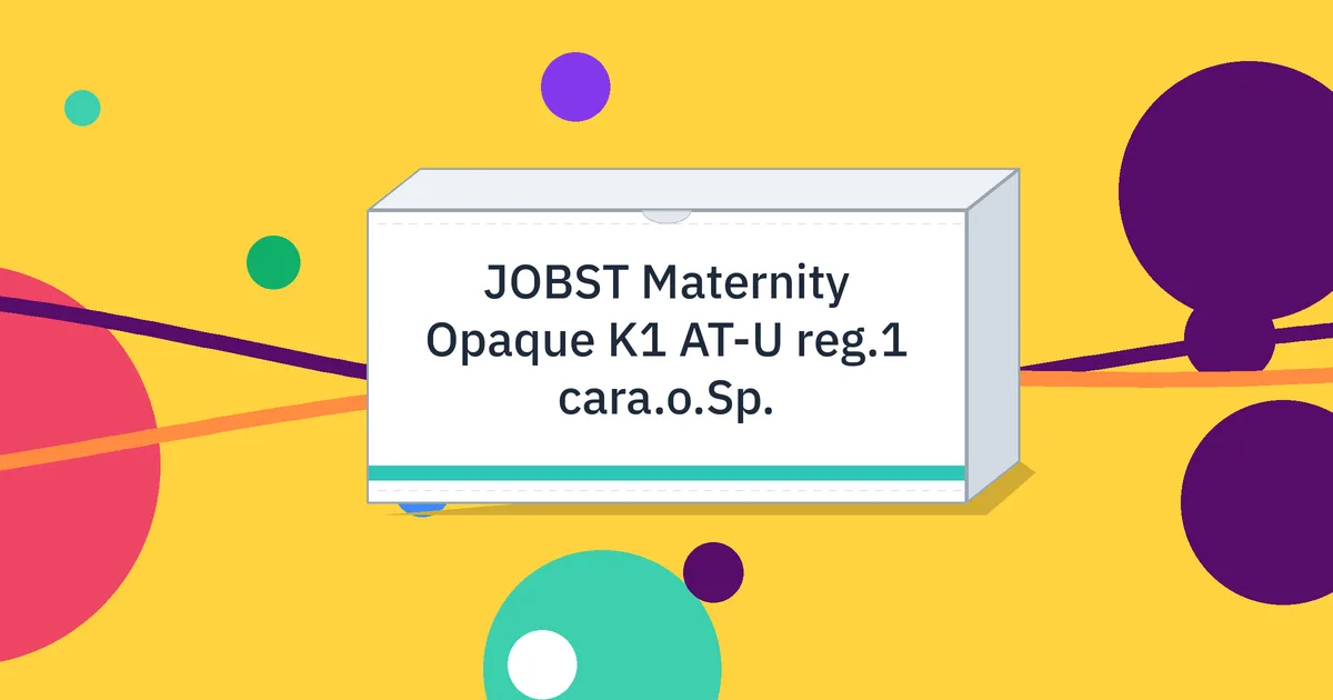 Symbolbild: Packung mit der Aufschrift JOBST Maternity Opaque K1 AT-U reg.1 cara.o.Sp. (PZN 15850460) – Verfügbarkeit und Bezug in Apotheken in Frankfurt am Main