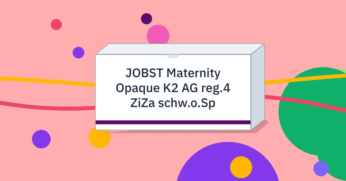 Symbolbild: Packung mit der Aufschrift JOBST Maternity Opaque K2 AG reg.4 ZiZa schw.o.Sp (PZN 15853429) – Verfügbarkeit und Bezug in Apotheken in Frankfurt am Main
