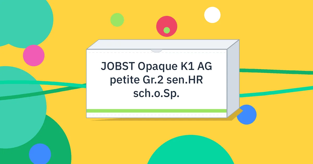 Symbolbild: Packung mit der Aufschrift JOBST Opaque K1 AG petite Gr.2 sen.HR sch.o.Sp. (PZN 13089065) – Verfügbarkeit und Bezug in Apotheken in Frankfurt am Main