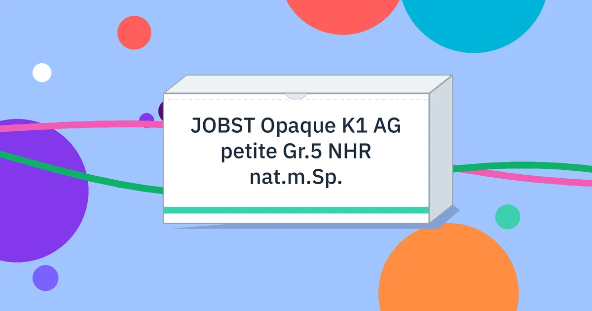 Symbolbild: Packung mit der Aufschrift JOBST Opaque K1 AG petite Gr.5 NHR nat.m.Sp. (PZN 13084582) – Verfügbarkeit und Bezug in Apotheken in Frankfurt am Main