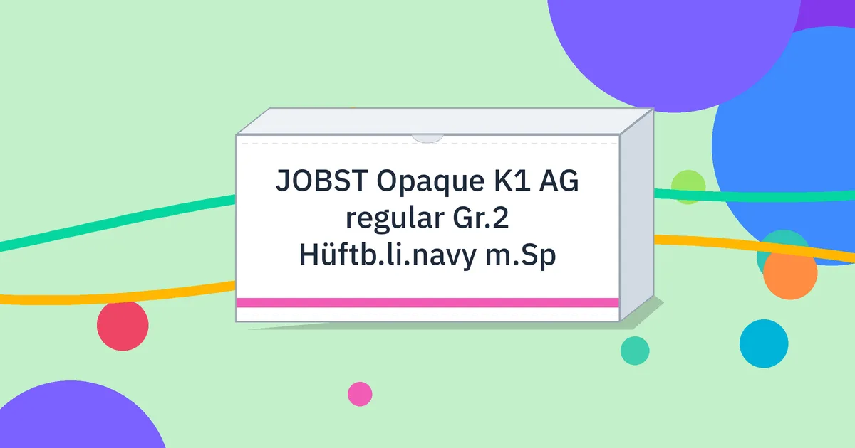 Symbolbild: Packung mit der Aufschrift JOBST Opaque K1 AG regular Gr.2 Hüftb.li.navy m.Sp (PZN 13099744) – Verfügbarkeit und Bezug in Apotheken in Frankfurt am Main