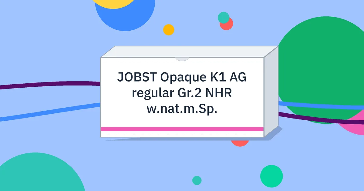 Symbolbild: Packung mit der Aufschrift JOBST Opaque K1 AG regular Gr.2 NHR w.nat.m.Sp. (PZN 13092050) – Verfügbarkeit und Bezug in Apotheken in Frankfurt am Main