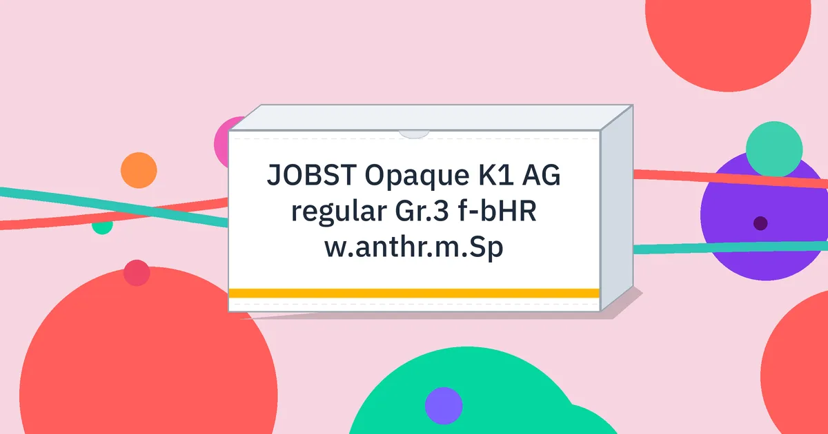 Symbolbild: Packung mit der Aufschrift JOBST Opaque K1 AG regular Gr.3 f-bHR w.anthr.m.Sp (PZN 16268182) – Verfügbarkeit und Bezug in Apotheken in Frankfurt am Main