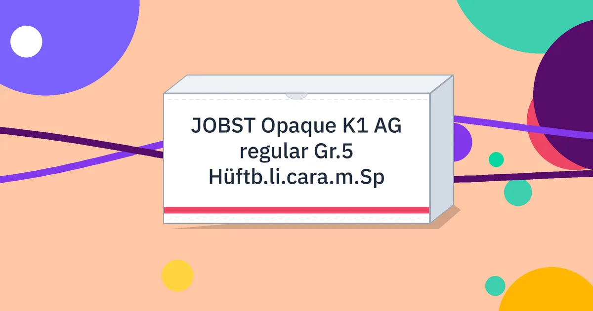 Symbolbild: Packung mit der Aufschrift JOBST Opaque K1 AG regular Gr.5 Hüftb.li.cara.m.Sp (PZN 13099715) – Verfügbarkeit und Bezug in Apotheken in Frankfurt am Main