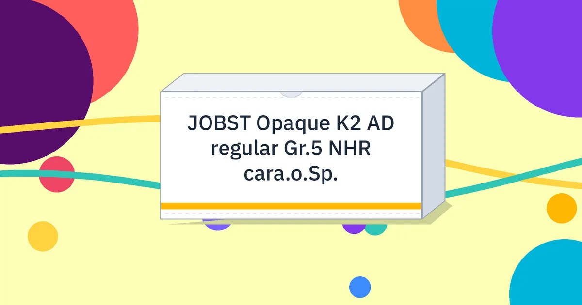 Symbolbild: Packung mit der Aufschrift JOBST Opaque K2 AD regular Gr.5 NHR cara.o.Sp. (PZN 13111362) – Verfügbarkeit und Bezug in Apotheken in Frankfurt am Main