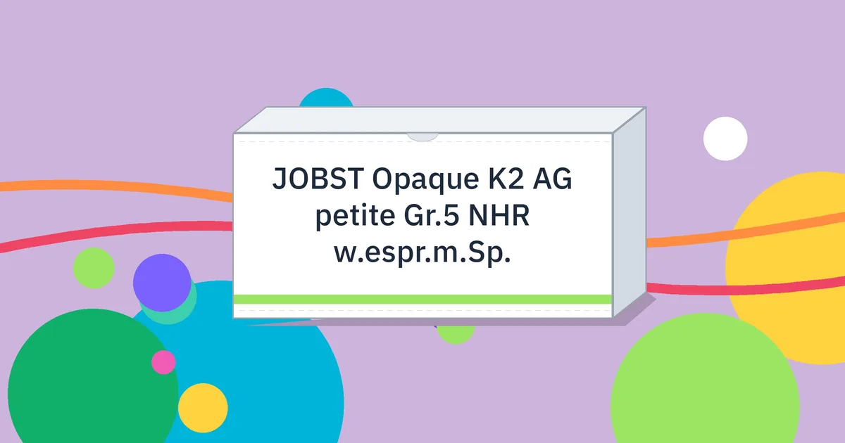 Symbolbild: Packung mit der Aufschrift JOBST Opaque K2 AG petite Gr.5 NHR w.espr.m.Sp. (PZN 16285861) – Verfügbarkeit und Bezug in Apotheken in Frankfurt am Main