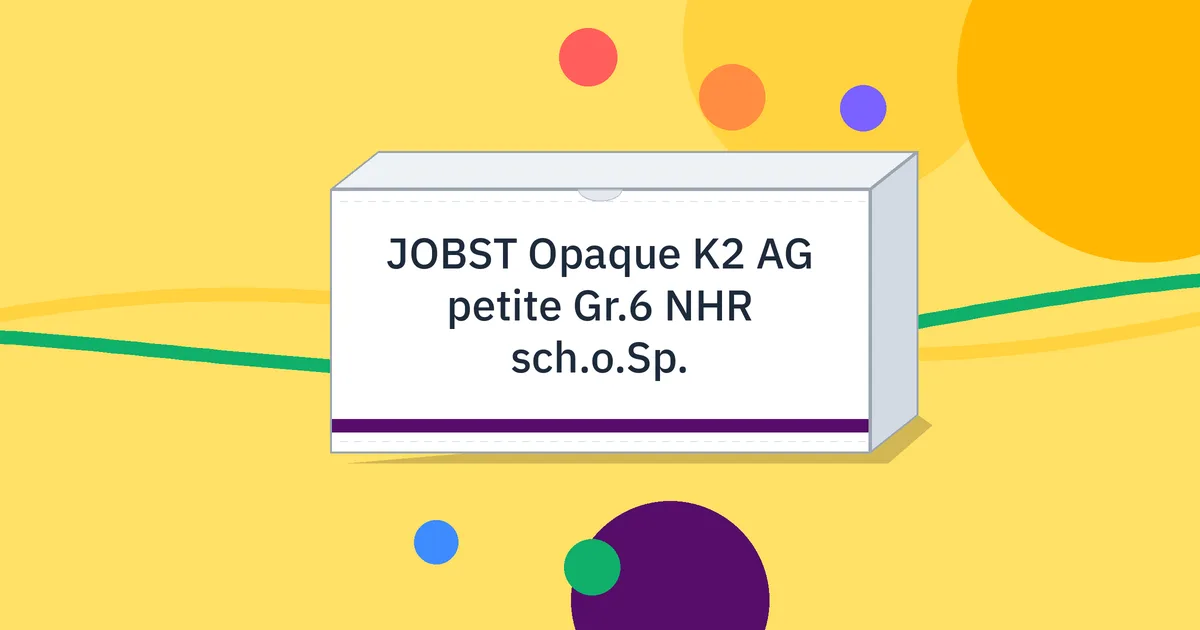 Symbolbild: Packung mit der Aufschrift JOBST Opaque K2 AG petite Gr.6 NHR sch.o.Sp. (PZN 11256406) – Verfügbarkeit und Bezug in Apotheken in Frankfurt am Main
