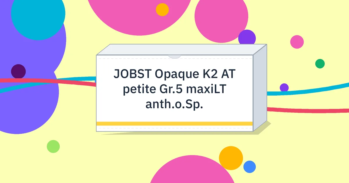 Symbolbild: Packung mit der Aufschrift JOBST Opaque K2 AT petite Gr.5 maxiLT anth.o.Sp. (PZN 16292039) – Verfügbarkeit und Bezug in Apotheken in Frankfurt am Main