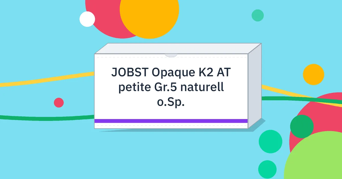 Symbolbild: Packung mit der Aufschrift JOBST Opaque K2 AT petite Gr.5 naturell o.Sp. (PZN 13119783) – Verfügbarkeit und Bezug in Apotheken in Frankfurt am Main