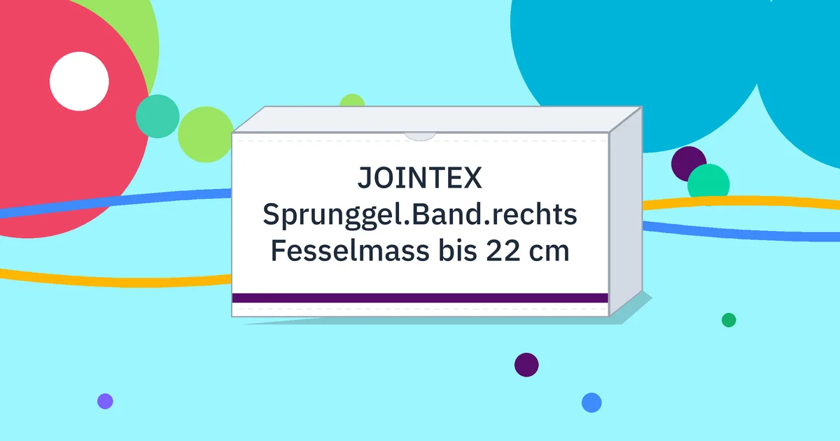 Symbolbild: Packung mit der Aufschrift JOINTEX Sprunggel.Band.rechts Fesselmass bis 22 cm (PZN 06118582) – Verfügbarkeit und Bezug in Apotheken in Frankfurt am Main