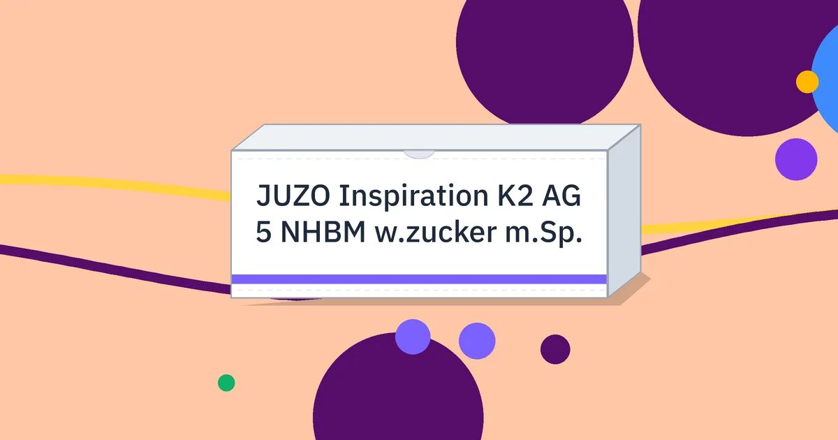 Symbolbild: Packung mit der Aufschrift JUZO Inspiration K2 AG 5 NHBM w.zucker m.Sp. (PZN 14961016) – Verfügbarkeit und Bezug in Apotheken in Frankfurt am Main