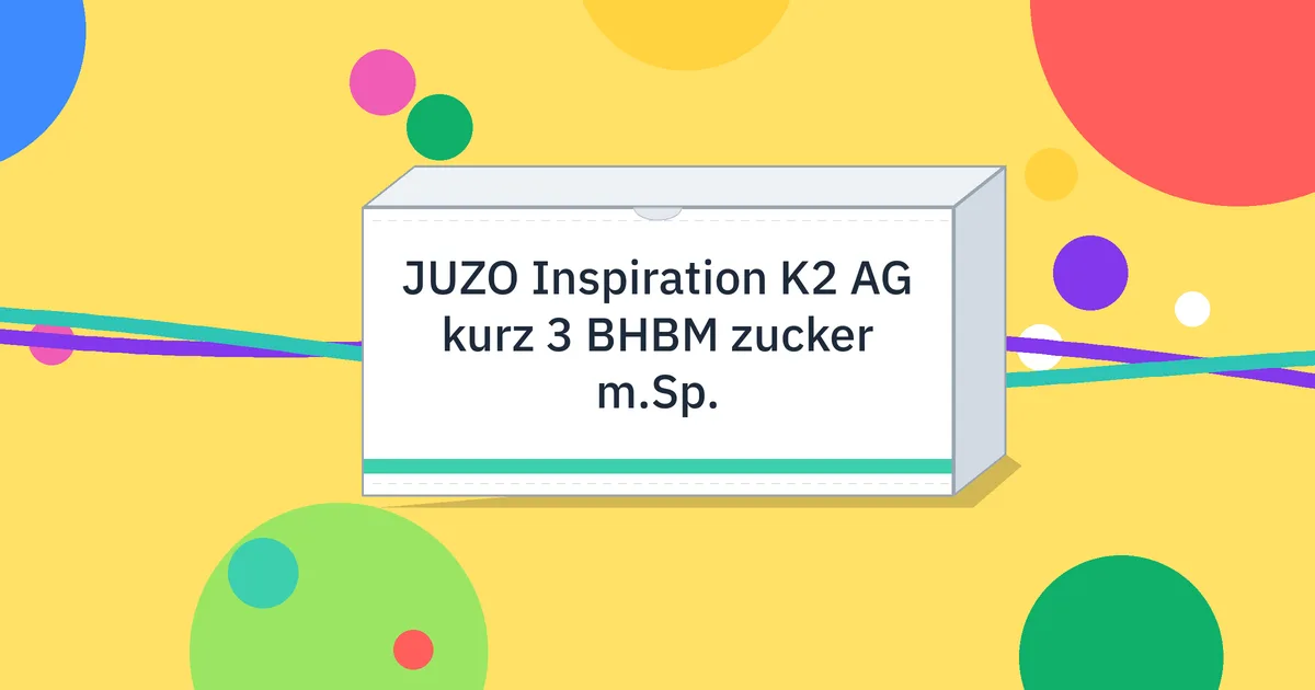 Symbolbild: Packung mit der Aufschrift JUZO Inspiration K2 AG kurz 3 BHBM zucker m.Sp. (PZN 14875156) – Verfügbarkeit und Bezug in Apotheken in Frankfurt am Main