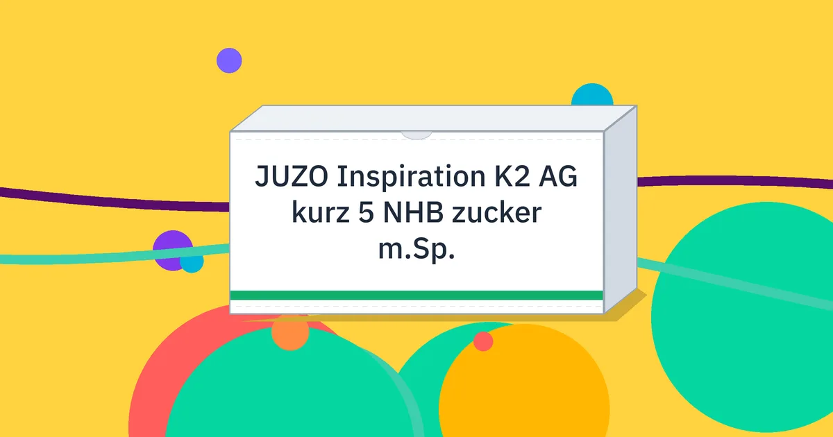 Symbolbild: Packung mit der Aufschrift JUZO Inspiration K2 AG kurz 5 NHB zucker m.Sp. (PZN 14950188) – Verfügbarkeit und Bezug in Apotheken in Frankfurt am Main